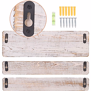 Coffee Mug Holder,Wall Mounted Coffee Mug Rack,Rustic Wood Cup Organizer with 12 Hooks,Kitchen Display Storage and Collection (White)