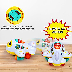 Baby Toy for 1 Years Old Boys Girls Gift Bump & Go Airplane Crawling Baby toys 12-18 Months Infant Tummy Time Toys with Light & Sound for 6 7 8 9 10 11 12 Month Walking Music First Birhthday Gift Toys