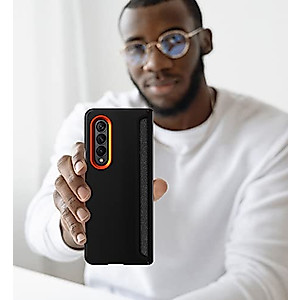 X-FOUR Galaxy z fold 3 case - Magnetic Soft Case Compatible for Samsung Galaxy Z Fold 3 Case 5g Hinge Protection Full Body Dual Layer Shockproof Smartphone Protective Cover No Adhesive, Red