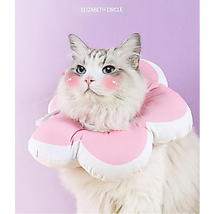lzdycui Cat Cone Collar Soft,Adjustable Pet Collar with Waterproof,Prevent Biting Cute Flower Shape,Lightweight Cat Recovery Protective Collar for Cats,Pet,Small Dogs. (Pink, S(6.7-10.6in))