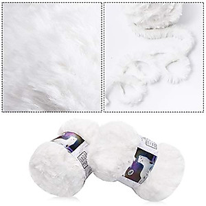 2 Pieces Skeins Soft Fur Yarn Fuzzy Fur Yarn Chunky Fluffy Faux Fur Yarn Eyelash Yarn Cream Fur Yarn for Crochet Blankets Rugs Clothes Knitting Projects, 30 Meters and 50 Grams for Each (White)
