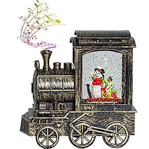 Wondise Lighted Christmas Snow Globes Musical Lantern with Timer, Battery Operated and USB Powered Spinning Water and Swirling Glitter Holiday Decoration