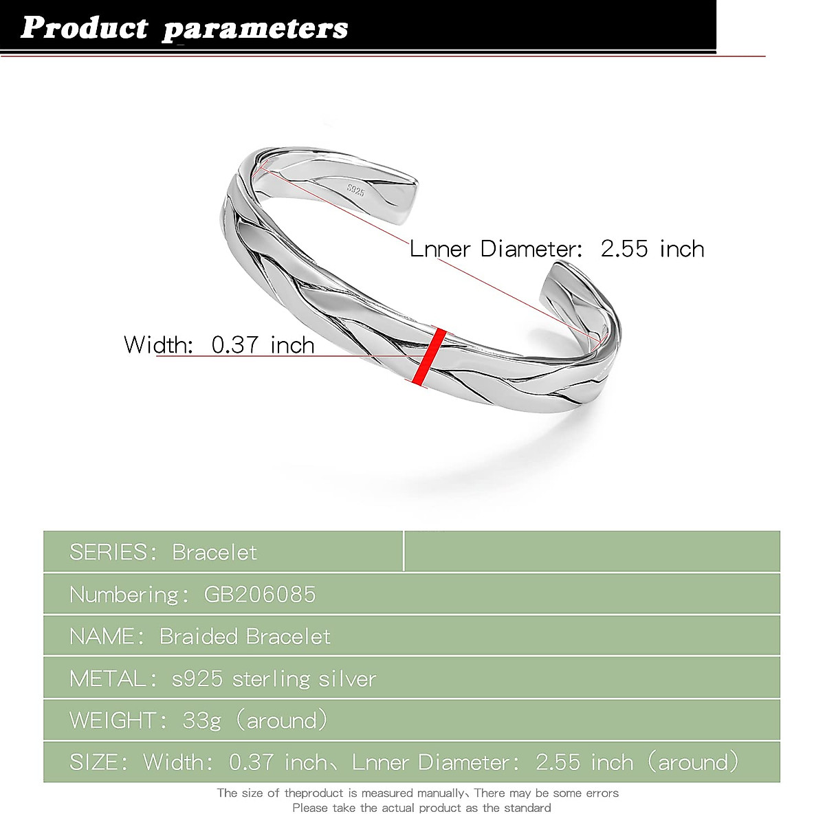 Fashion Men & Women 925 Sterling Silver Bracelet Simple Cuff Bangles Couples Jewelry For Him Her Adjustable Bracelet in a Pretty Gift Box (Width 0.37 inches, Adjustable)