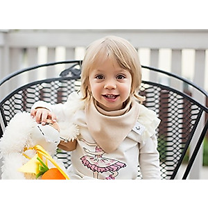 5-Pack Stylish Baby Bandana Drool Bibs 2 Ply 100% Naturall Colored Cotton - Neutral and Absorbent for Boys and Girls