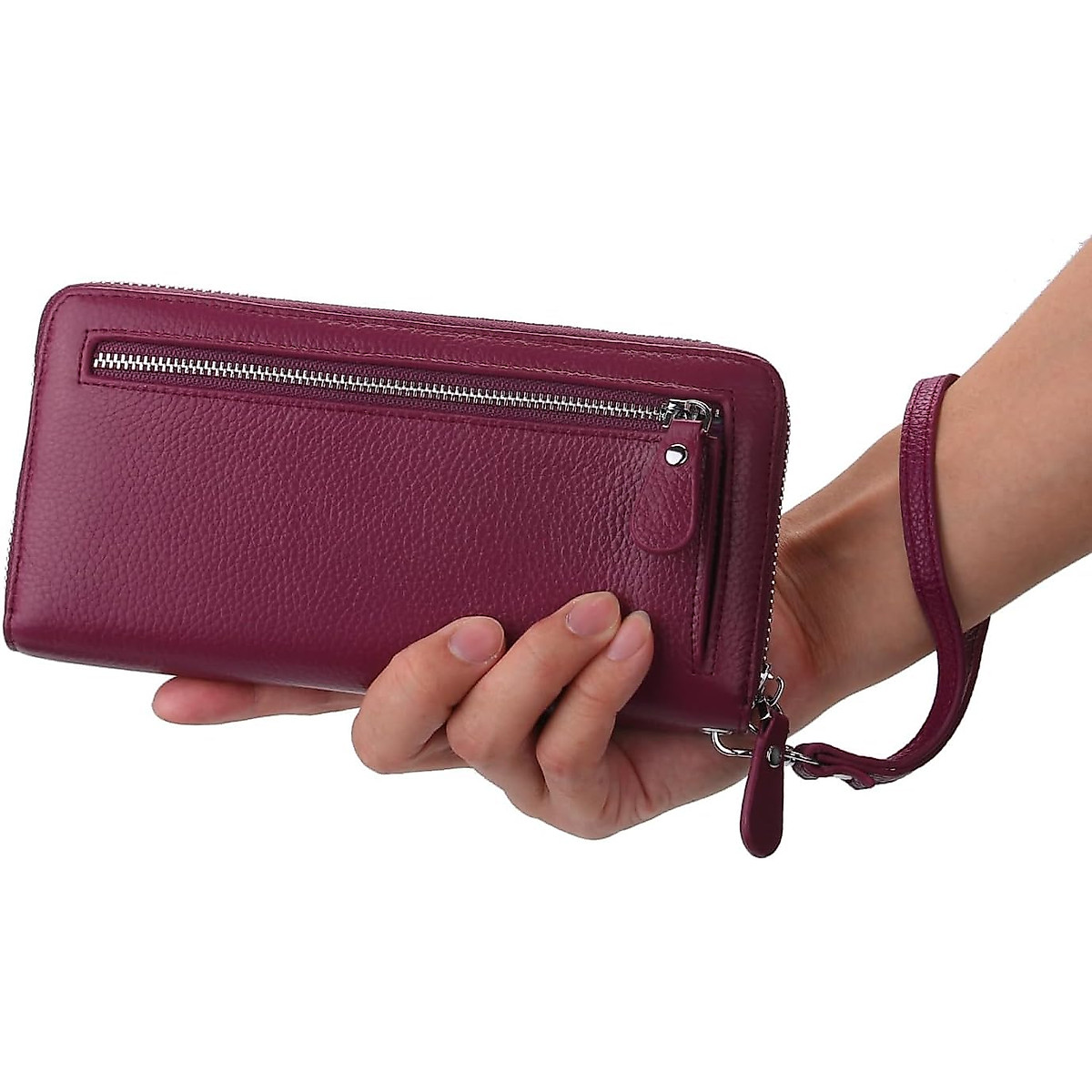 YALUXE Real Leather Zip Around Wallets for Women Wristlet Handbag Cell Phone Purse Card Holder RFID Blocking Protection