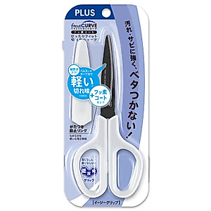 Plus SC-175SF SC-175SF Scissors, Fit Cut Curve, Fluorine Coat, Adhesive Tape, Glue, Non-Cling, White/Gray