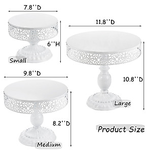 Lyellfe Set of 3 White Cake Stand, Metal Dessert Display Set, Decorative Cupcake Stand for Baby Shower, Birthday Party, Wedding, Afternoon Tea, Festival