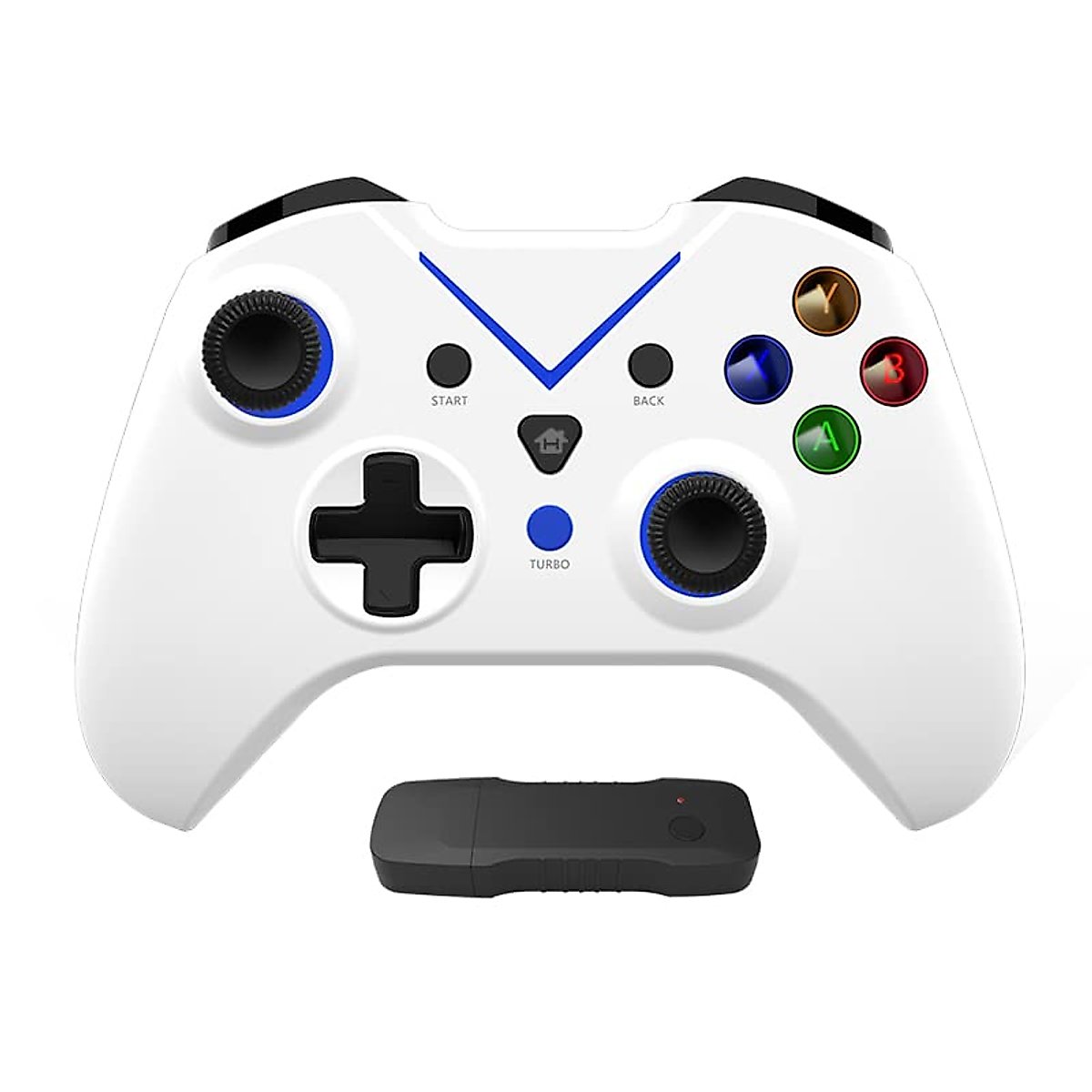 Gina Joyfurno Wireless Controller Compatible with Xbox One, Xbox Series S/X/360/PC/PS3/Windows 7/8/10/11, Built-in Dual Vibration with 2.4GHz Connection, USB Charging, LED Backlight (blue)