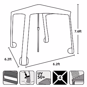 AMMSUN Beach Cabana, 6.2'×6.2' Beach Canopy, Easy Set up and Take Down, Cool Cabana Beach Tent with Sand Pockets, Instant Sun Shelter with Privacy Sunwall, Blue Paint