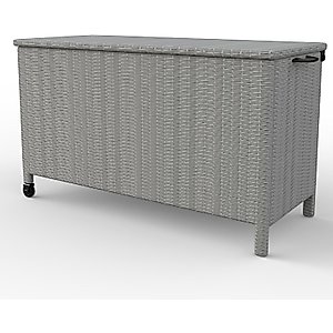 GarveeHome 120 Gallon Large Deck Box - Built-In Handles, Wheels, Rattan Waterproof, Patio Furniture Cushions, Garden Tools