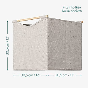 Navaris Foldable Storage Cubes (Set of 4) - 12x12x12 Storage Cube Bins Compatible with Kallax - Storage Bins for Shelf Unit Fabric and Wood Baskets