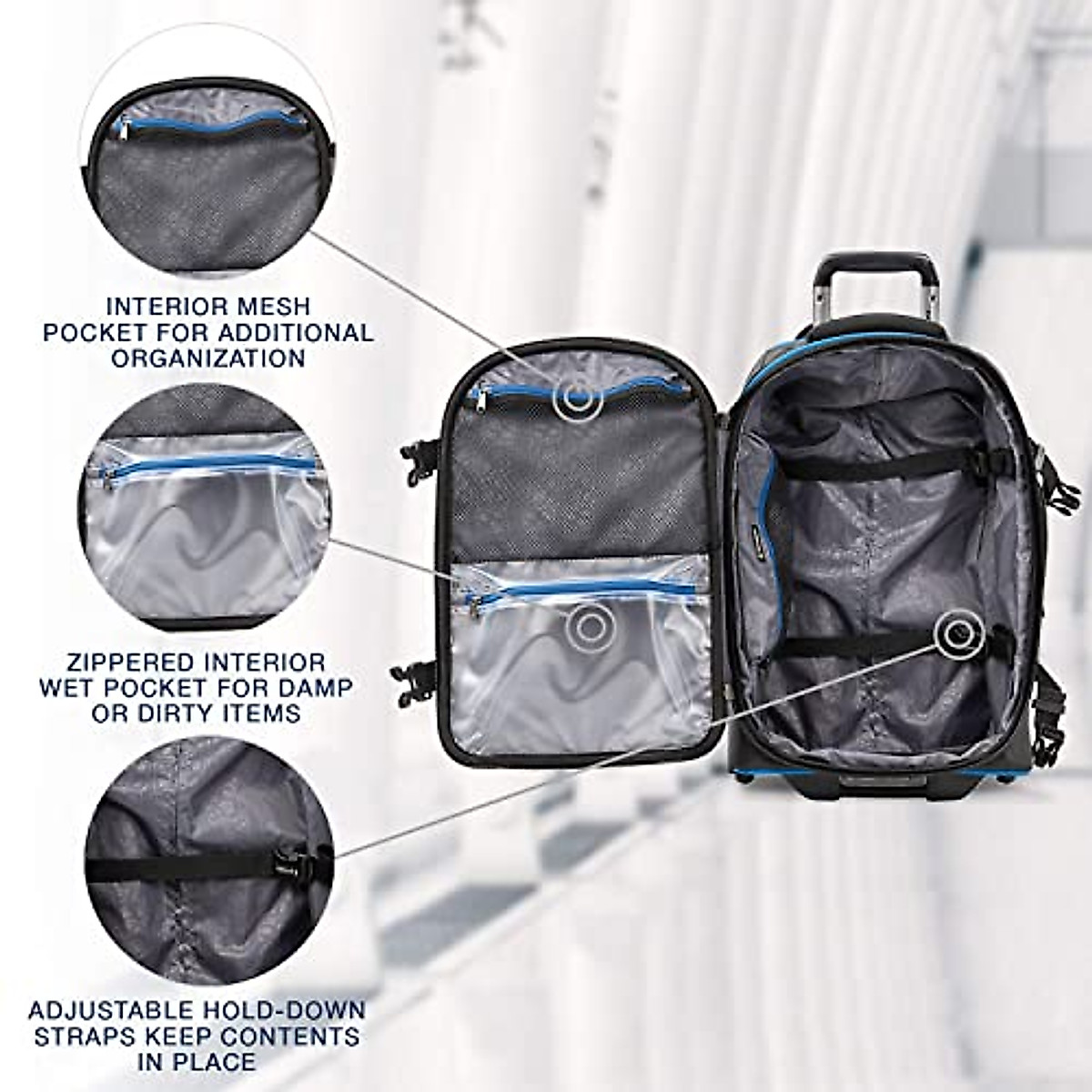 Travelpro Bold Softside Expandable Carry on Rollaboard Luggage, Carry on 22-Inch, Blue/Black