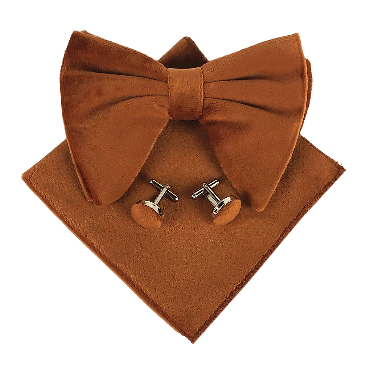 Men's Adult Brown Bow Tie Sunny Boy Bowties Dad Father Gift Bowties Pocket Square Set for Formal Groom or Wedding