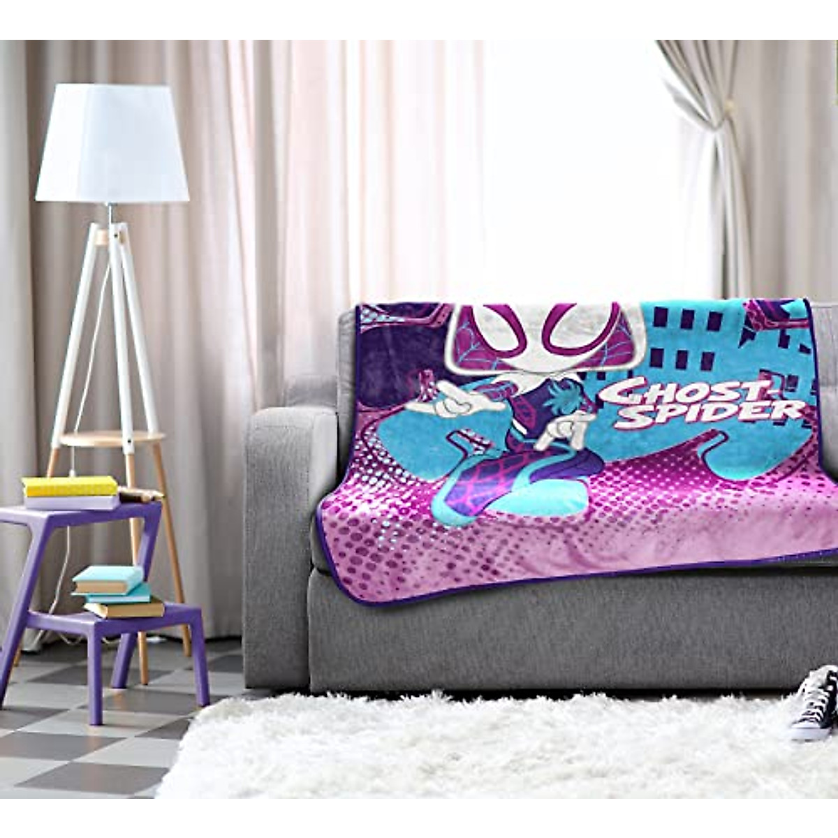 Marvel Spidey and His Amazing Friends Ghost Spider Gwen Throw Blanket - Measures 46 x 60 inches, Kids Bedding Features Gwen Stacy - Fade Resistant Super Soft Fleece (Official Product)