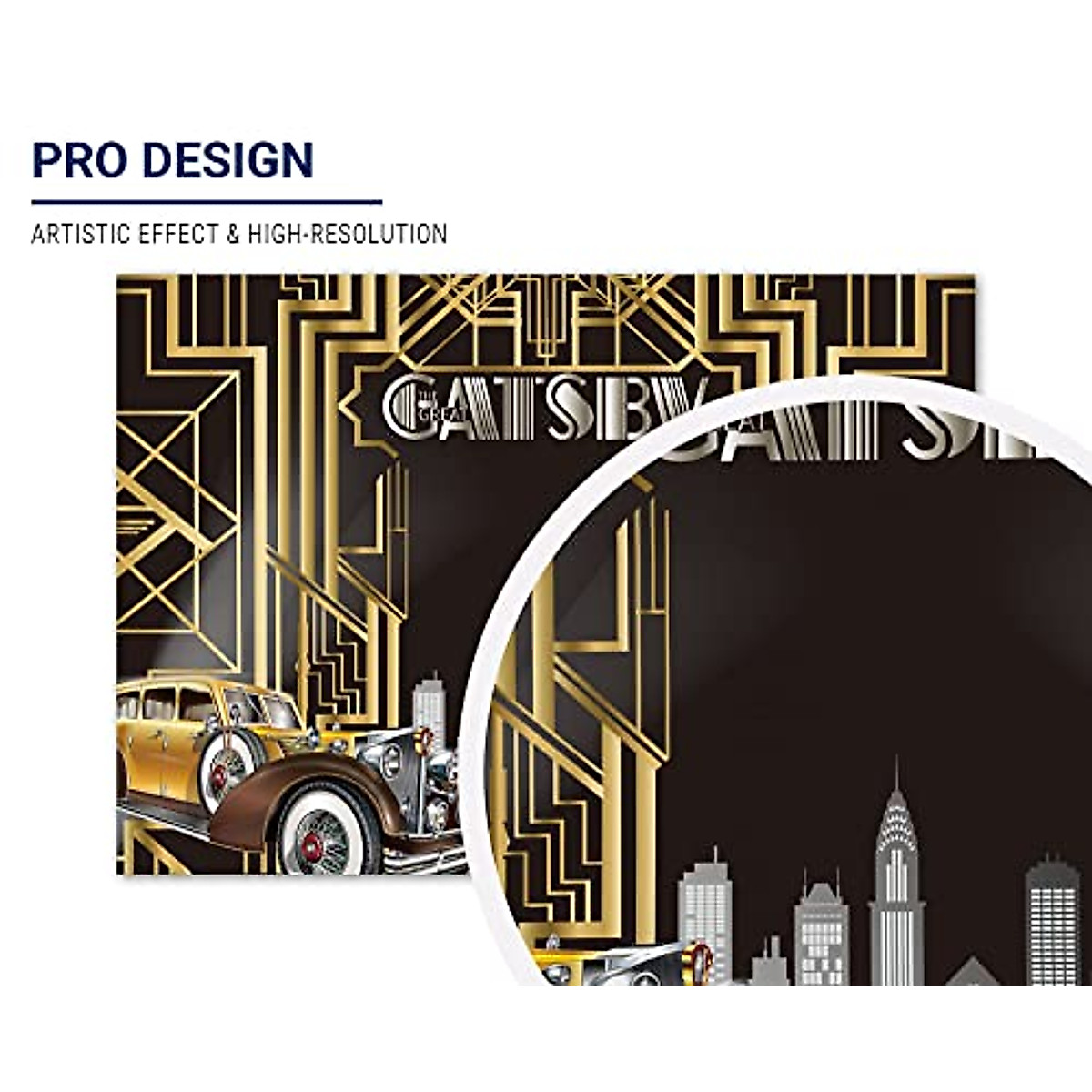 Allenjoy 7x5ft Vinyl Gatsby Themed Backdrop for Celebration Retro Roaring 20's 20s Party Art Decor Happy 1st Birthday Wedding Decoration Pictures Background Supplies Photo Booth Prop