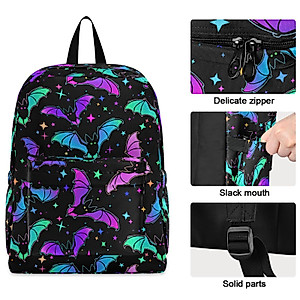 ZzWwR Stylish Rainbow Colors Bats Stars Unisex Travel Laptop Backpack Durable Large Computer Bag Ideal for Back to School Bookbags Work
