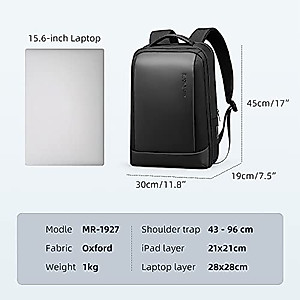 Backpack for Men Business Laptop Backpack Computer Bag Water Resistant College School Bookbag For Men Women Fit 15.6 Inch PC, Black