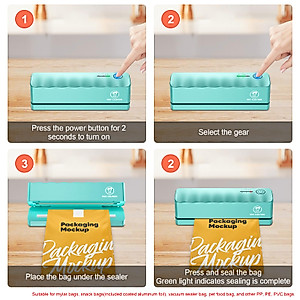 Mini Heat Sealer for Plastic Bag: Portable Handheld Resealer Machine for Mylar Bags Food Storage Snacks Freshness, 5 Adjustable Gears Chip Bag Sealer (Carbon black) (green)