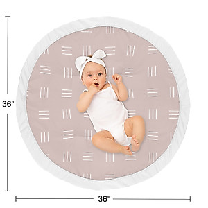 Sweet Jojo Designs Mauve and White Boho Mudcloth Girl Baby Playmat Tummy Time Infant Play Mat - Pink Dusty Rose Bohemian Woodland Tribal Southwest Mud Cloth Hatch Triple Line