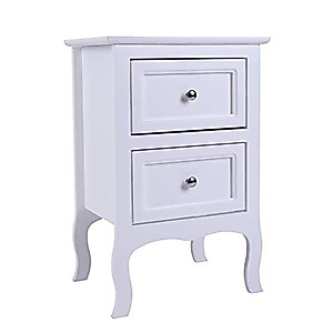 EEBUIHUI White Nightstand with 2 Drawers, Farmhouse Night Stands for Bedrooms, Small Bed Side Table/Night Stand for Small Spaces, Living Room(White)