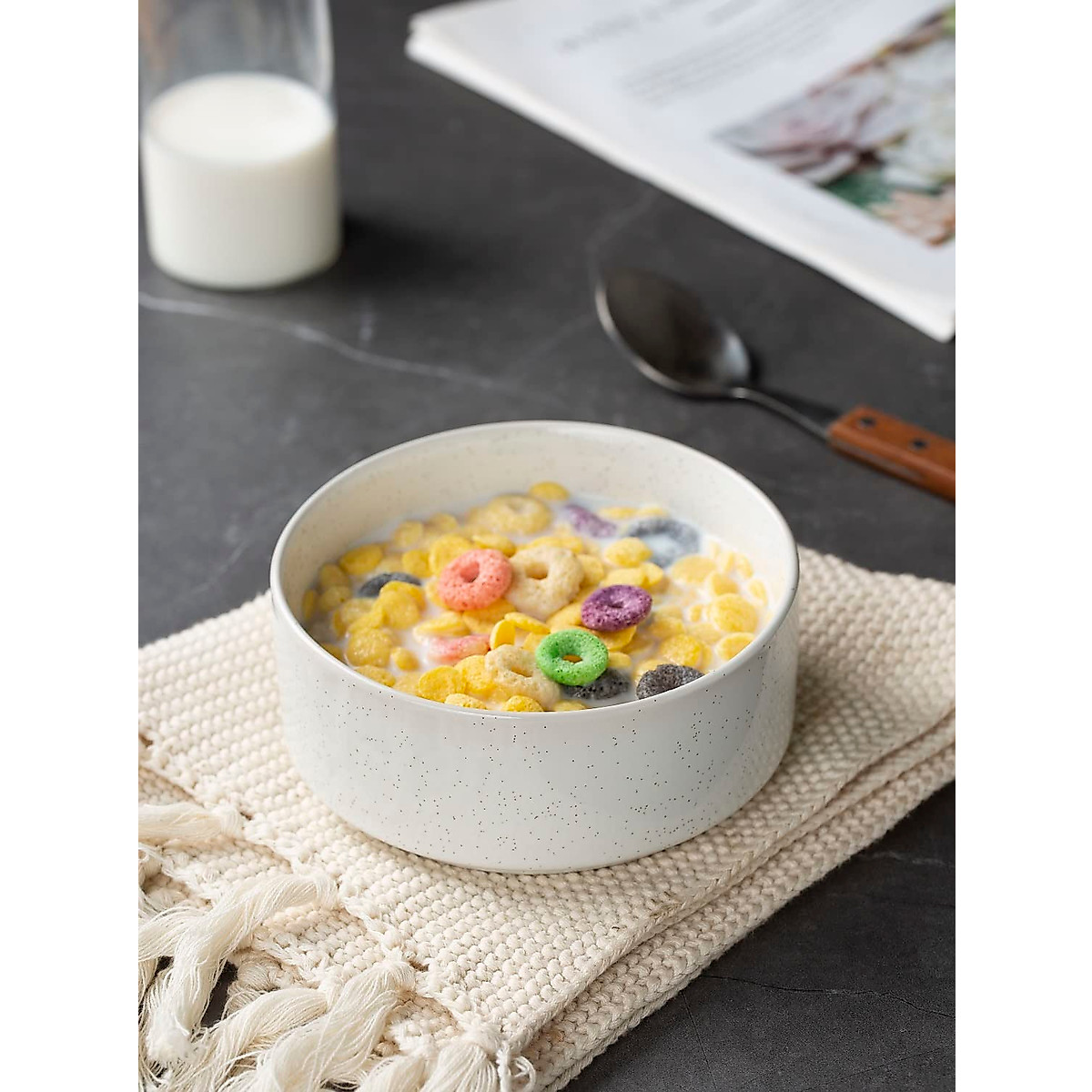 famiware Nebula Bowls Set, 5.5" Cereal Bowl Set, 6 Pieces Bowls for Cereal, Soup, Rice, Oatmeal, White