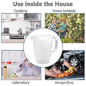 1 Gallon Measuring Pitcher-Convenient Conversion Chart,134oz Extra Large Plastic Measuring Cup-Strong Food Grade Material,Graduated Mixing Pitcher Great for Lawn,Pool Chemicals, Motor Oil and Fluids