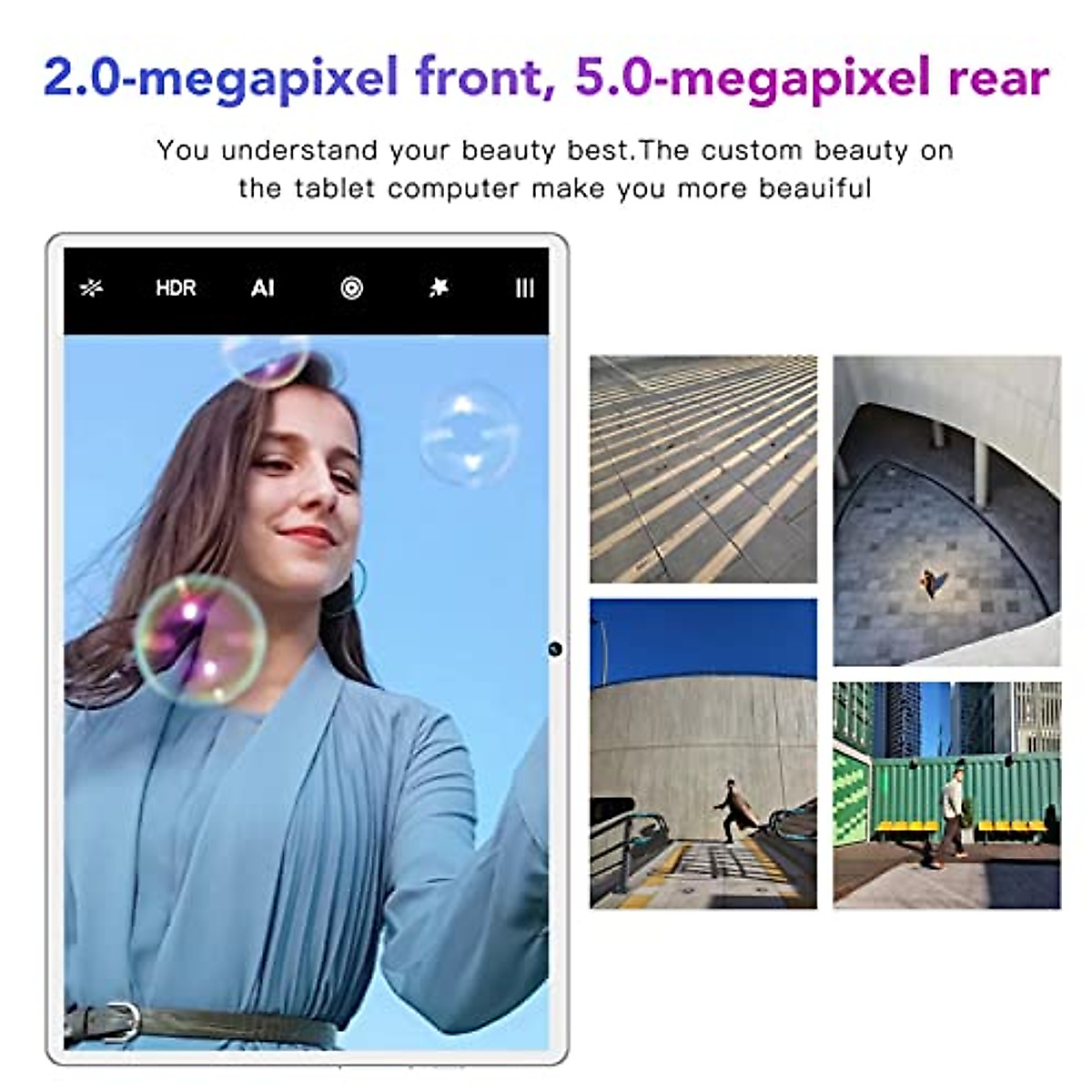 Focket 10.1 inch Android Tablet, Android 12 Tablet 6GB 128GB 1960 x 1080 HD IPS Touch Screen Bluetooth 5.0 2MP 5MP Dual Camera 5G Tablet with Three Card Slots, 8800mAh, WiFi Bluetooth GPS