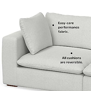 SIMPLIHOME Jasmine 3-Seater Modular Sofa in Velvety Chenille Polyester-Blend Performance Fabric, Cloud Grey, 125-inches Wide, Handcrafted Contemporary-Style Couch for Living Room