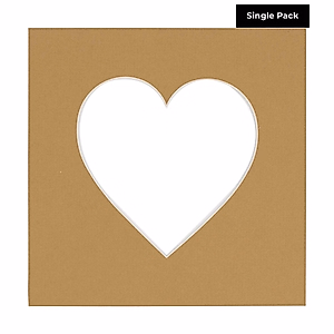 CountryArtHouse Rattan Beige Acid Free 32x32 Heart Picture Frame Mat with White Core Bevel Cut for 28x28 Pictures - Fits 32x32 Frame - Pack of 1 Matboard Show Kit with Acid Free Backing & Clear Bag