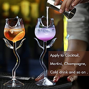 INFTYLE [Gift Set] Rose Cocktail Glass Wine Goblet Glasses Flower Drinkware Set of 2, Crystal Champagne Flutes Classy Red Wine Glass, Ideal Gifts for Housewarming, Wedding, Birthday Celebrations