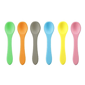 PandaEar 6 Pack Silicone Baby Spoon | First Stage Infant Soft Spoons for Kids Toddlers Children | BPA Free Baby Self Feeding Utensils Training Spoons Great Gift Set for Baby Led Weaning Ages 3 Months
