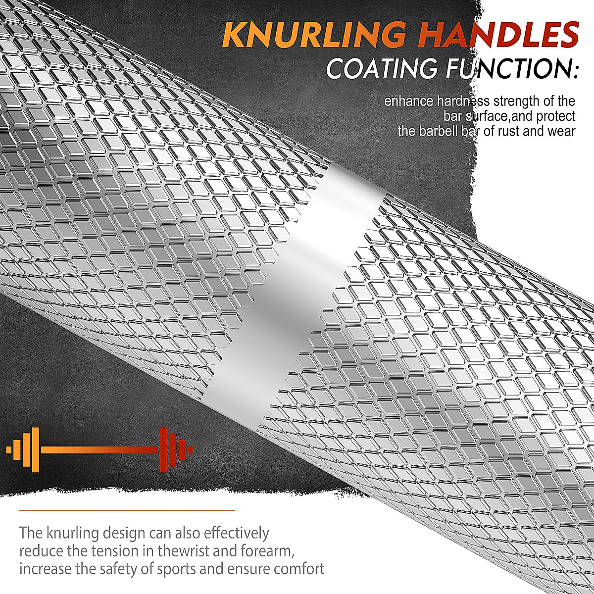 Olympic Barbell Bar 7 Feet Weight Bar, 20kg Men’s Solid Iron Weighted Workout Barbell Weight Straight Weightlifting Technique Bar for Home Fitness Exercise Equipment, Rated 700lbs for Weightlifting