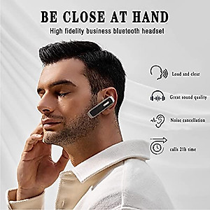 HZDJS Bleutooth earpiece Bluetooth earpiece for Cell Phone Bluetooth Headset with Ear Hook Digital Display Style Bluetooth v5.2 for Business/Office/Dviring/Sporting, Black