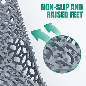 JUSTOGO Silicone Sink Mat 28.2''x 14.2'', Grey Sink Protectors for Kitchen Sink Grid Accessory, 1 PCS Non-slip Sink Mats for Bottom of Kitchen Farmhouse Stainless Steel Porcelain Sink Right & Left