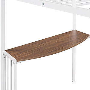 BIADNBZ Twin Over Full Metal Bunk Bed with Desk, Steel L Shaped Bedframe w/Ladder and Quality Slats for Kids, Adults, No Box Spring Needed, Metallic White