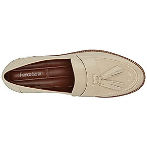 Franco Sarto Womens Carolynn Lug Sole Loafer with Tassel Detail, Putty White Patent, 9.5