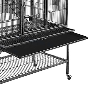 Yaheetech 69-Inch Extra Large Wrought Iron 3 Levels Ferret Chinchilla Sugar Glider Squirrel Small Animal Cage with Cross Shelves and Ladders, Black