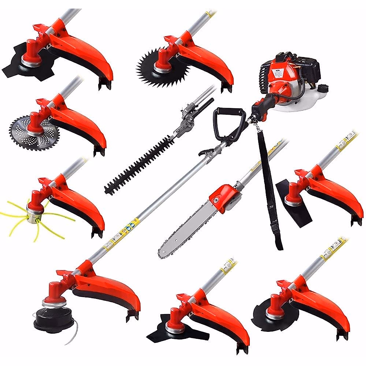 CHIKURA Multi 52CC 2-Strokes 10 in 1 Brush Cutter Grass Trimmer Weed Wacker Weed Eater Edger Lawn Tool