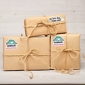 200 PCS Handmade with Love Brains Stickers,Funny Small Business Envelopes Stickers for Business Packages/Handmade Goods/Bags,Halloween Theme Small Shop Business Stickers for Envelopes Seals