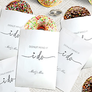 Tyndallrays 48Pcs Donut Mind If I Do Wedding Favor Bags,Donut Favor Goody Snack Treat Grease Resistant Bags for Engagement Wedding Bridal Shower Party Decorations Supplies