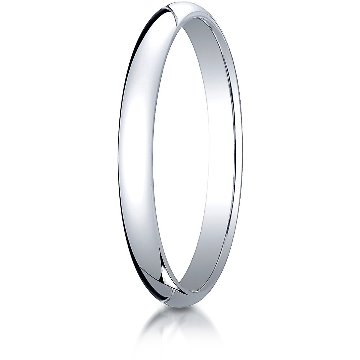 BANVARI Benchmark Platinum 2.5mm Slightly Domed Traditional Oval Wedding Band Ring, Size 5.5