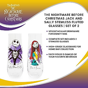 Silver Buffalo The Nightmare Before Christmas Jack and Sally Stemless Fluted Glasses | Set of 2
