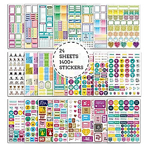 Planner Stickers for Adults - 1400+ Daily Planner Stickers and Accessories, Calendar Stickers for Adults Planner Aesthetic (24 Pack)