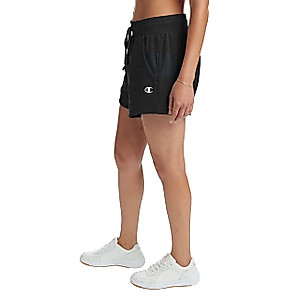 Champion Reverse Weave Fleece-Drawstring, Women’s Shorts, 3', Black C-Patch Logo, XX-Large