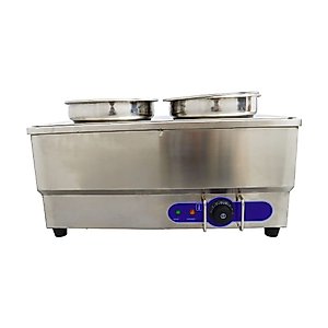 INTBUYING 2 Pan Food Soup Warmer Stove Bain Marie Commercial Canteen Buffet Steam Heater Stainless Steel with 2 Pots 110V 1500W