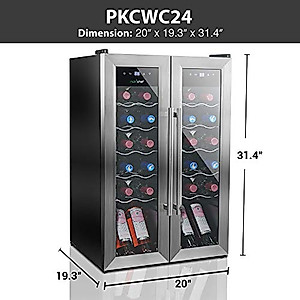 NutriChef PKCWC24 Cellar Cooler for White and Red Wines Chiller, 24 Bottle Dual Zone-Stainless Steel