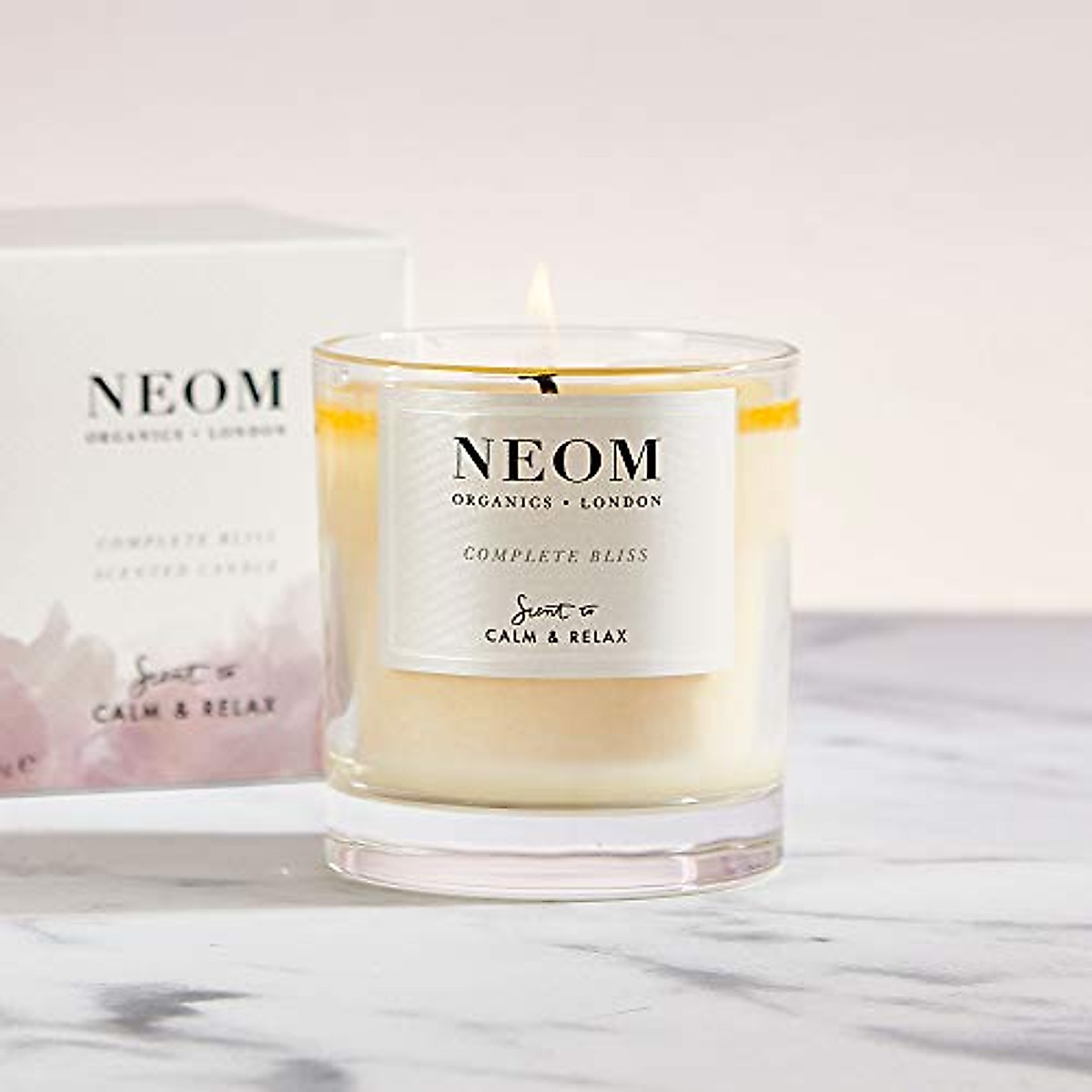 NEOM- Complete Bliss Scented Candle, 1 Wick | Blush Rose, Lime & Black Pepper | Essential Oil Aromatherapy Candle | Scent to De-Stress