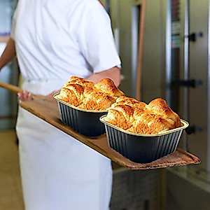 iHomeSet 50 Pcs 10 oz Aluminum Foil Cupcake Cups with Lids, Square, Black, Disposable, Party, Casual Gathering