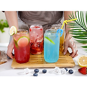 Nervure 20 Pack Can Shaped Plastic Cups - 16oz Plastic Drinking Classic Cups - Beer Can Plastic Cups - Iced Coffee Cute Tumbler Cup Cool Drinking Cups for Smoothie, Boba Tea, Cocktail