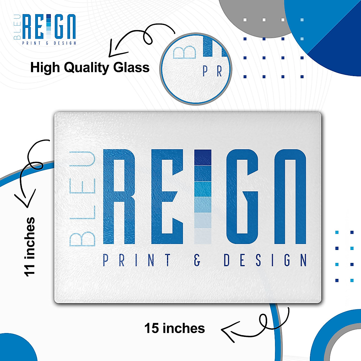 Bleu Reign Cutting Board Personalized Custom Name Luke 1-37 Faith Makes Things Possible 11x15 inches Textured Glass